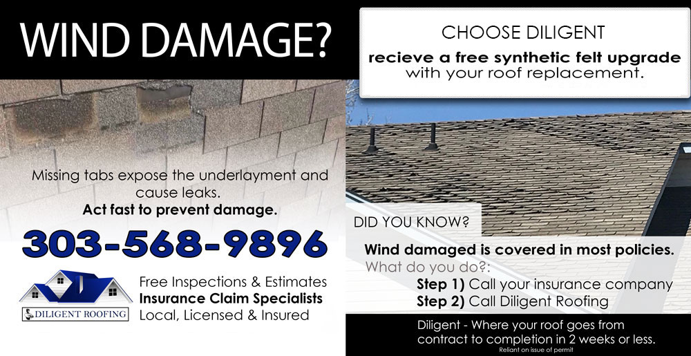 Wind Damage - Diligent Roofing Colorado